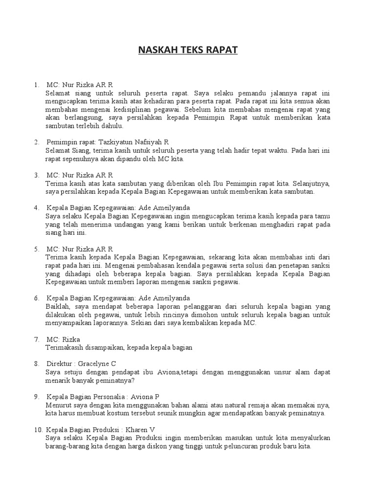 Naskah Teks Simulasi Rapat | PDF Naskah Teks Simulasi Rapat | PDF