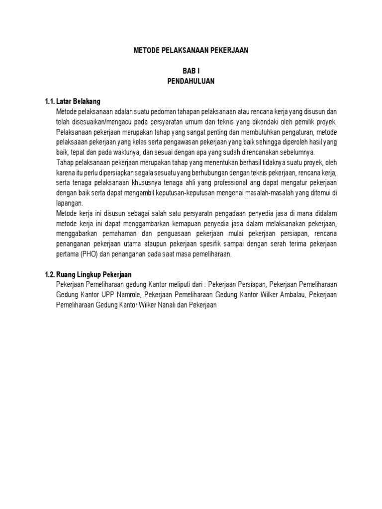 Metode Pelaksanaan Pekerjaan | PDF | Griya & Taman | Seni