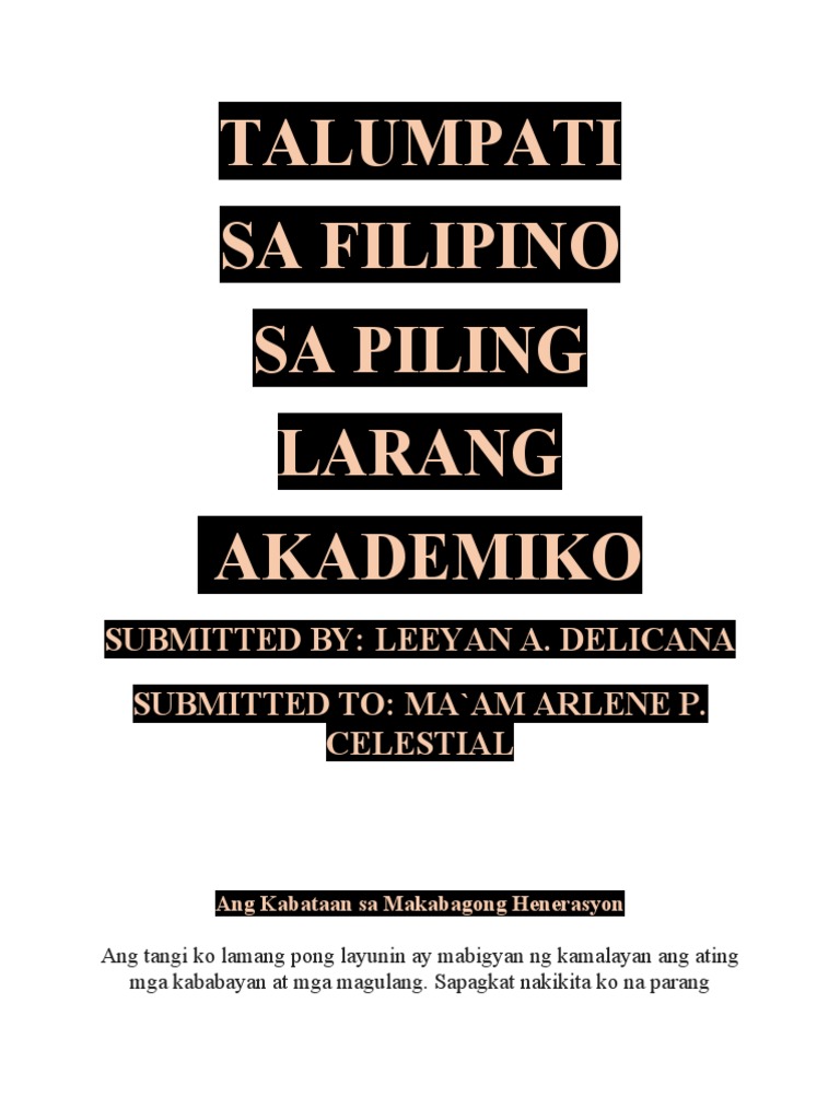 Ang Kabataan Sa Makabagong Henerasyon 1 | PDF