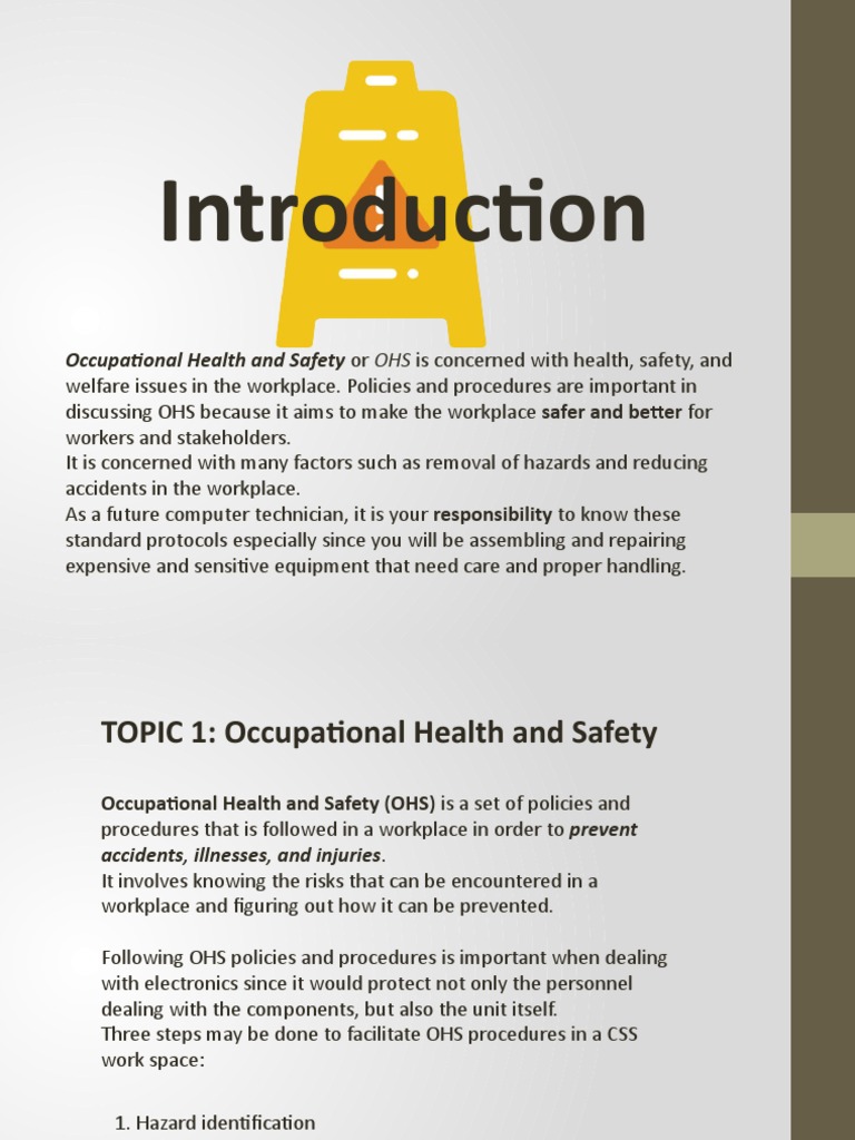 OHS Guidelines for Computer Technicians | PDF | Technology & Engineering