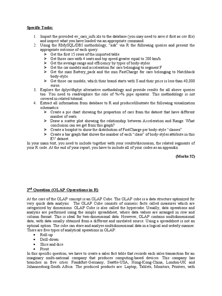 Data Analysis with R for EVs & OLAP | PDF | Computing | Information Technology Management