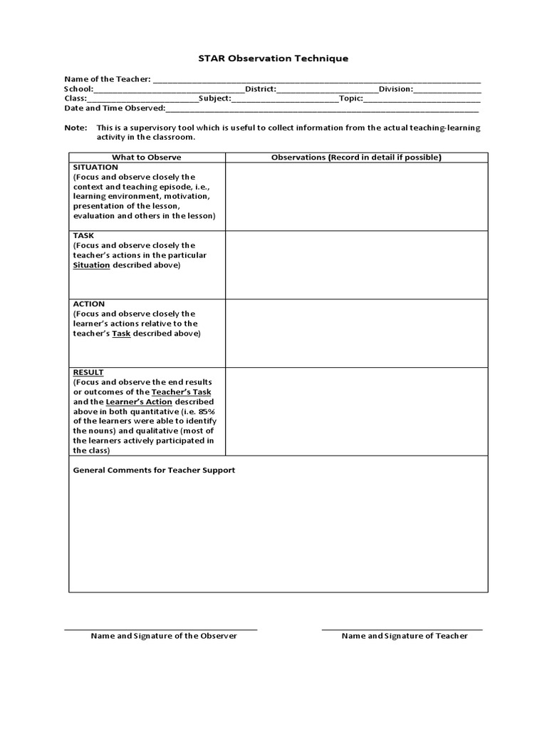 STAR Observation Technique | PDF