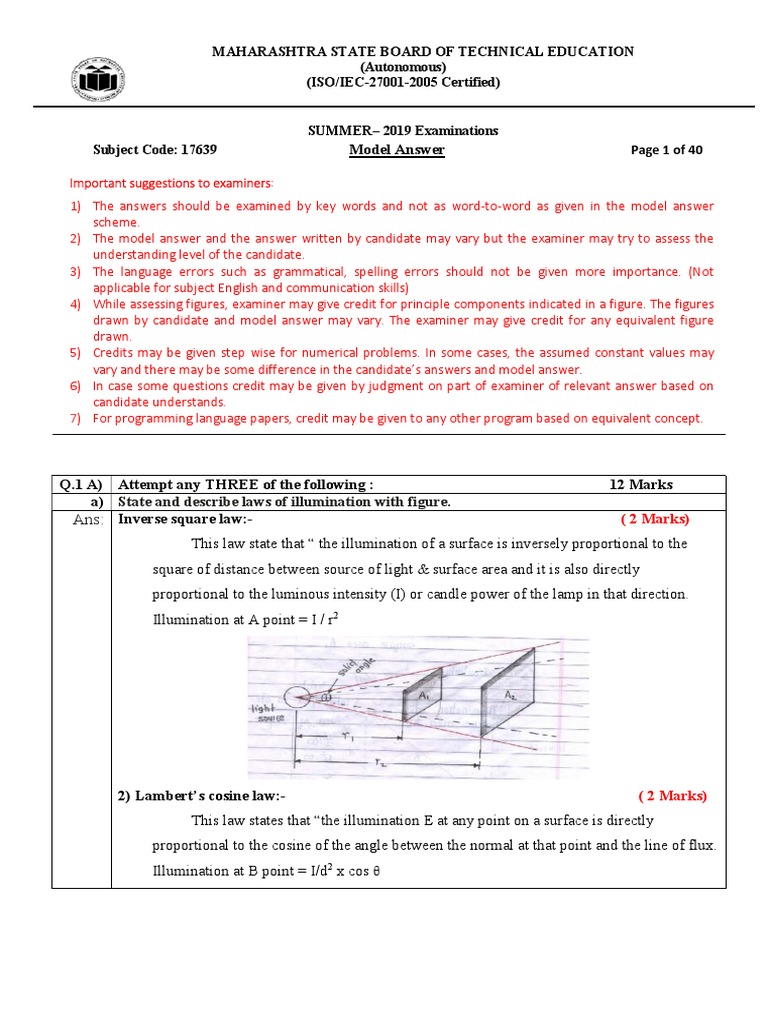 2019 Summer Model Answer Paper (Msbte Study Resources) | PDF | Lighting ...