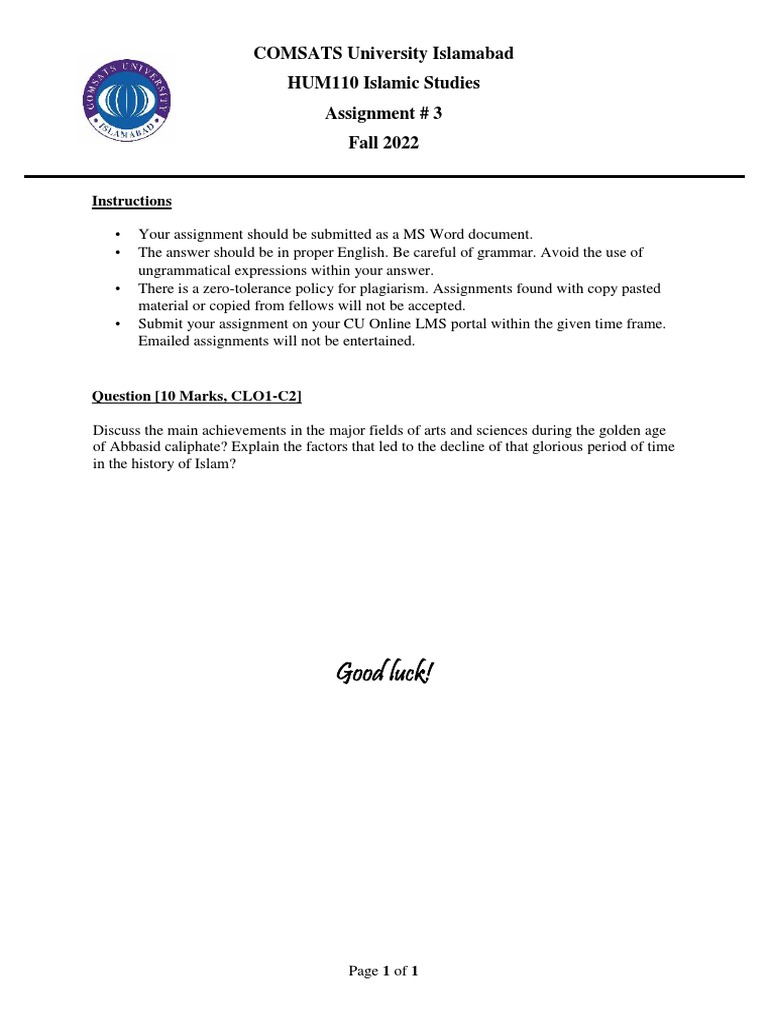 FA22 - HUM110 - Assignment 3 | PDF