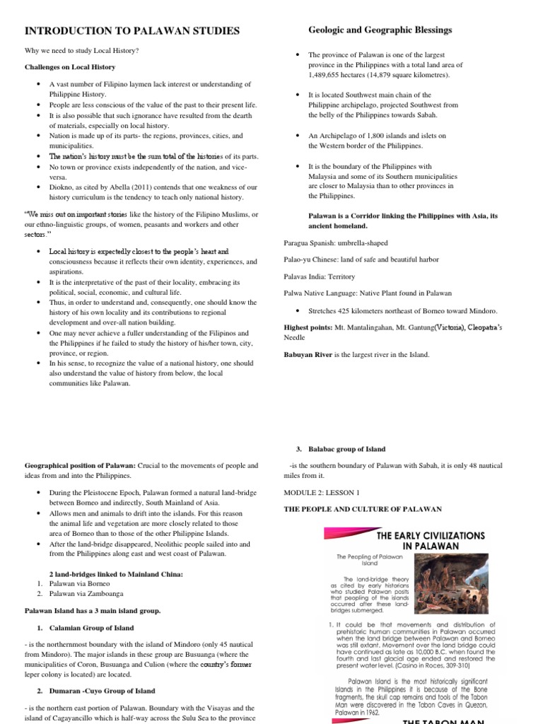 Palawan Studies - Reviewer | PDF