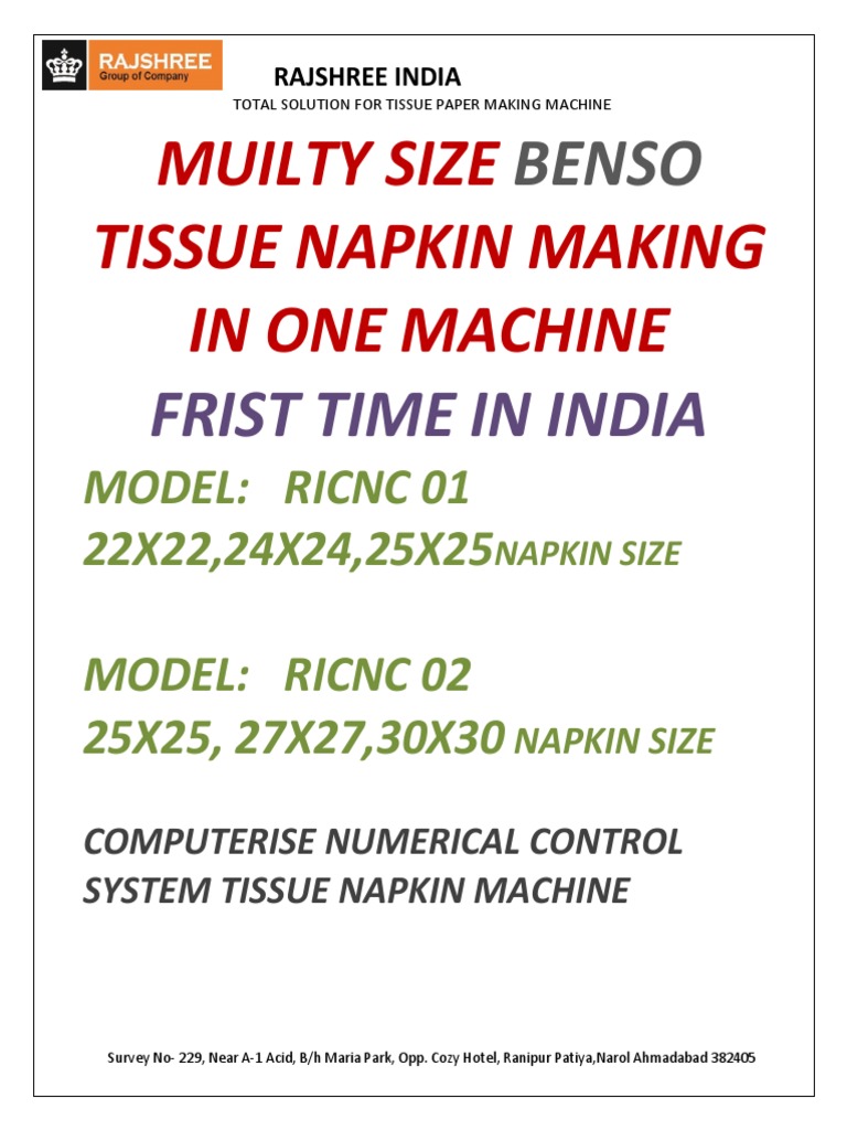 Tissue Napkin Making Machine Solutions | PDF | Paper