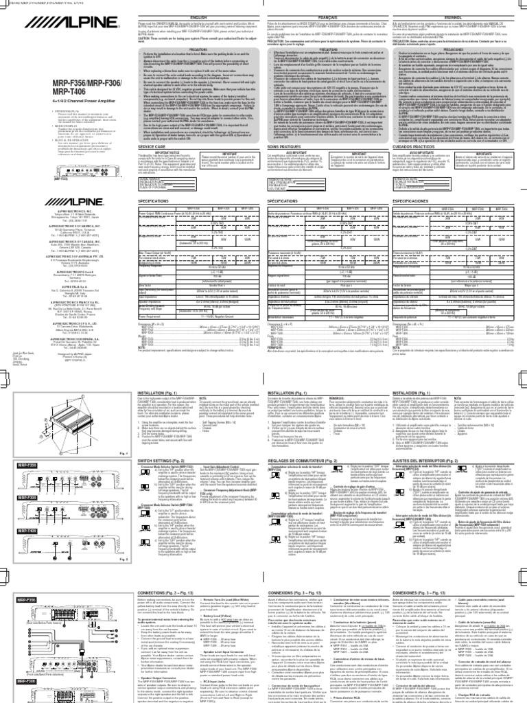 Alpine MRP-F356 MRP-F306 MRP-T406 Owner's Manual | PDF | Installation ...