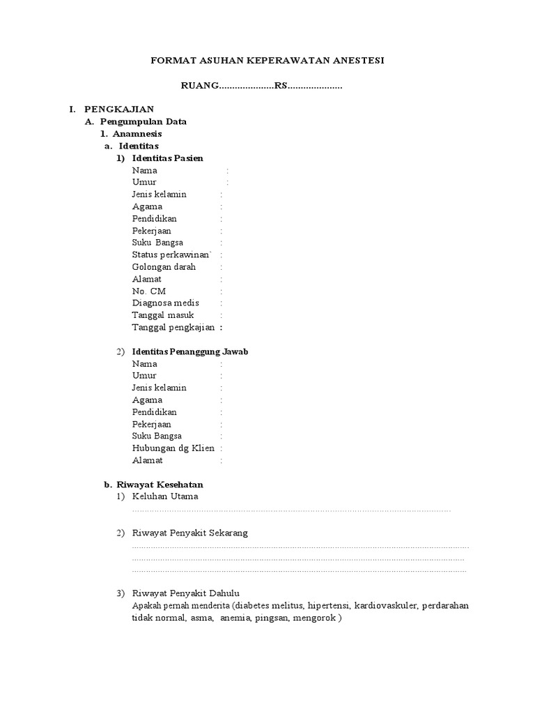 Format Askan Pre Intra Pasca Anestesi | PDF