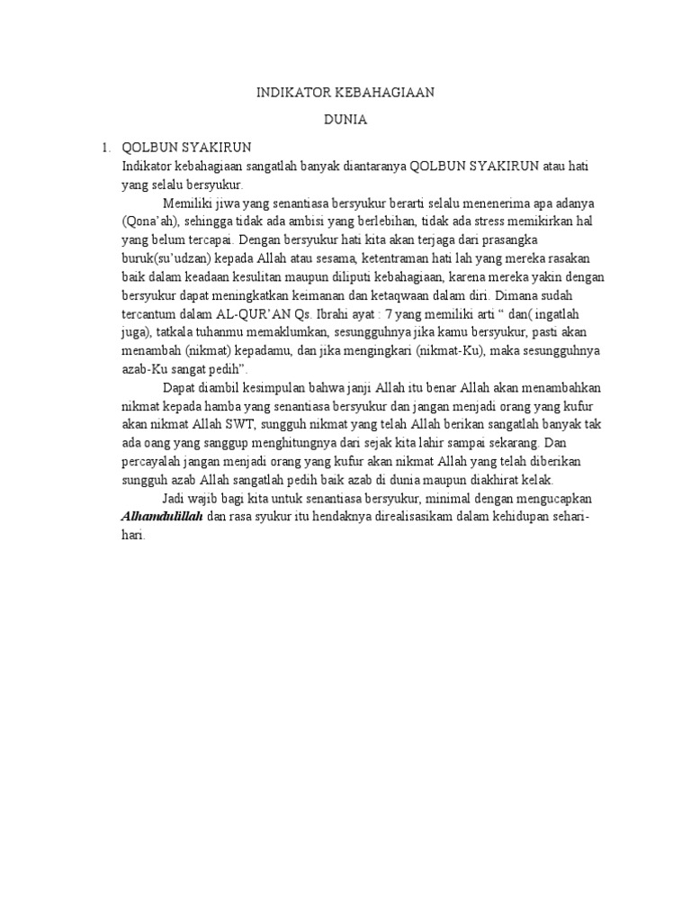 Indikator Kebahagiaan | PDF | Pengembangan Diri | Agama & Spiritualitas