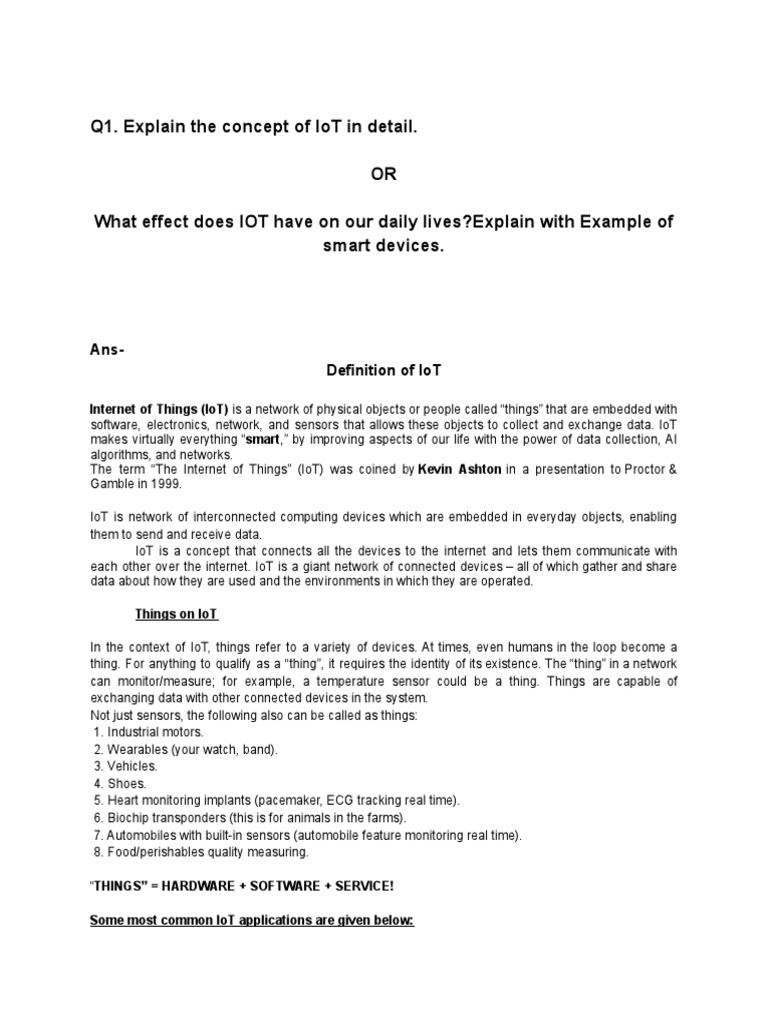 IoT Question Answer | PDF | Internet Of Things | Computer Network
