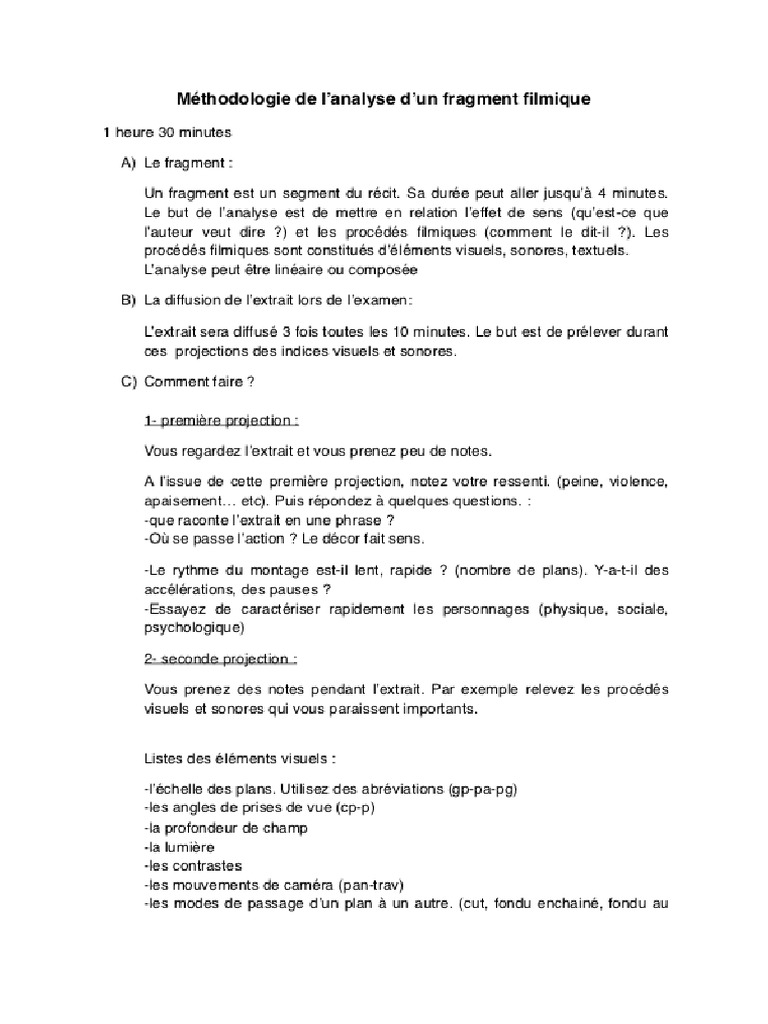Méthodologie de L'analyse Filmique | PDF