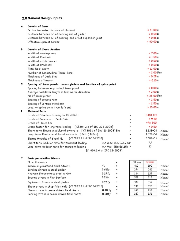 Serviceability Design Inputs Overview | PDF | Science & Mathematics