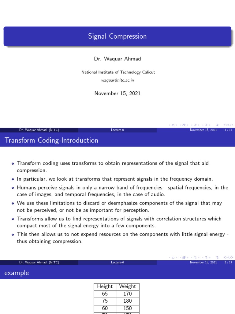 2 Transform Coding - KLT - Discriet | PDF | Discrete Fourier Transform ...