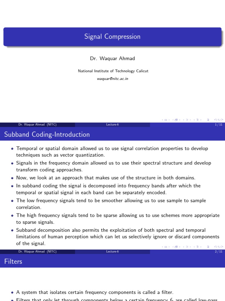 Subband Coding-Introduction - Basic Subband Coding Algorithm - QMF Filter | PDF | Filter (Signal ...