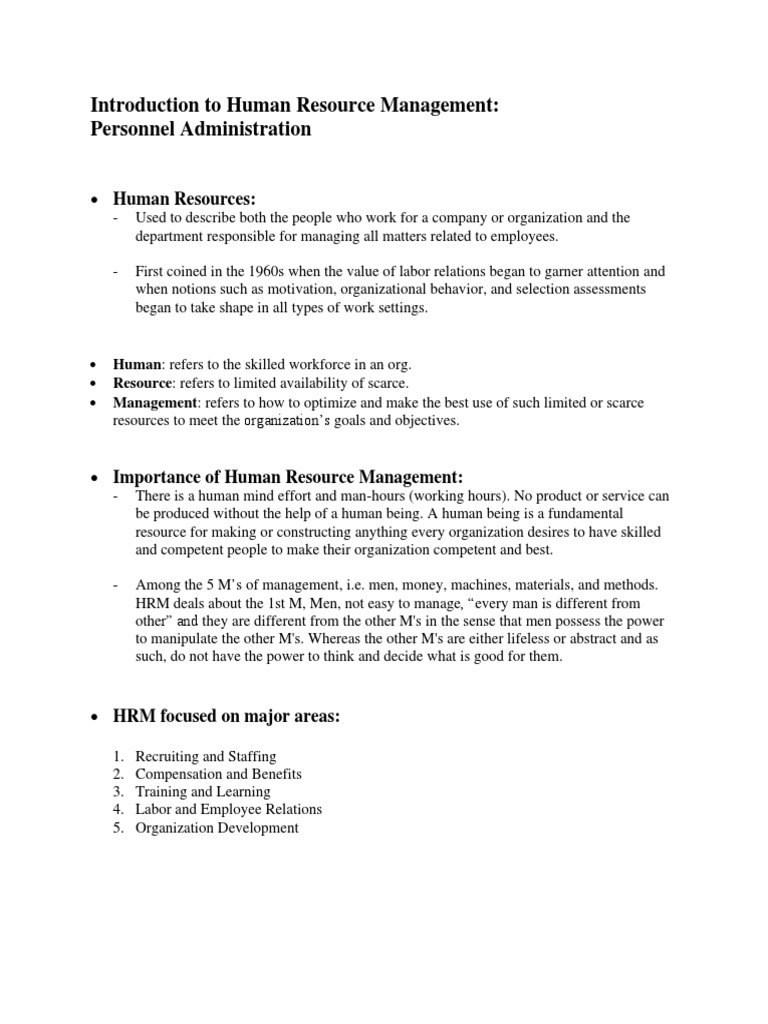 Introduction to Human Resource Management | PDF | Human Resource ...