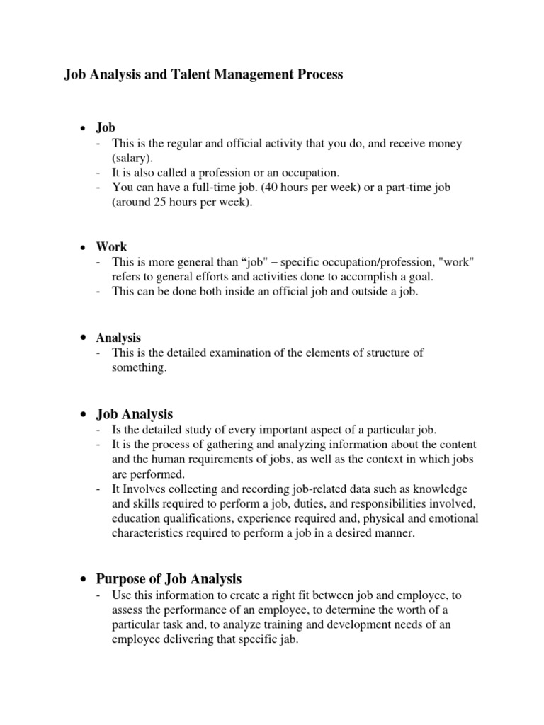 Job Analysis and Talent Management Process | PDF | Employment | Talent ...
