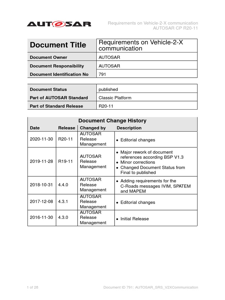 Autosar Srs V2xcommunication | PDF | Interoperability | Authentication