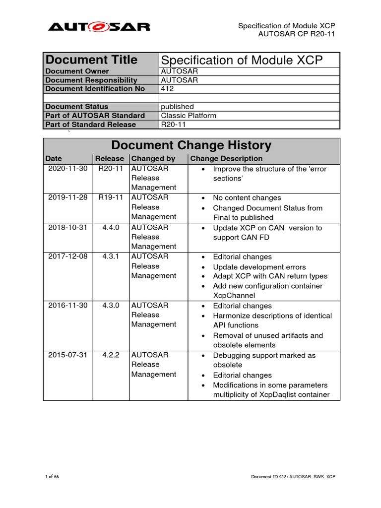 Autosar Sws XCP | PDF | Internet Protocol Suite | Subroutine
