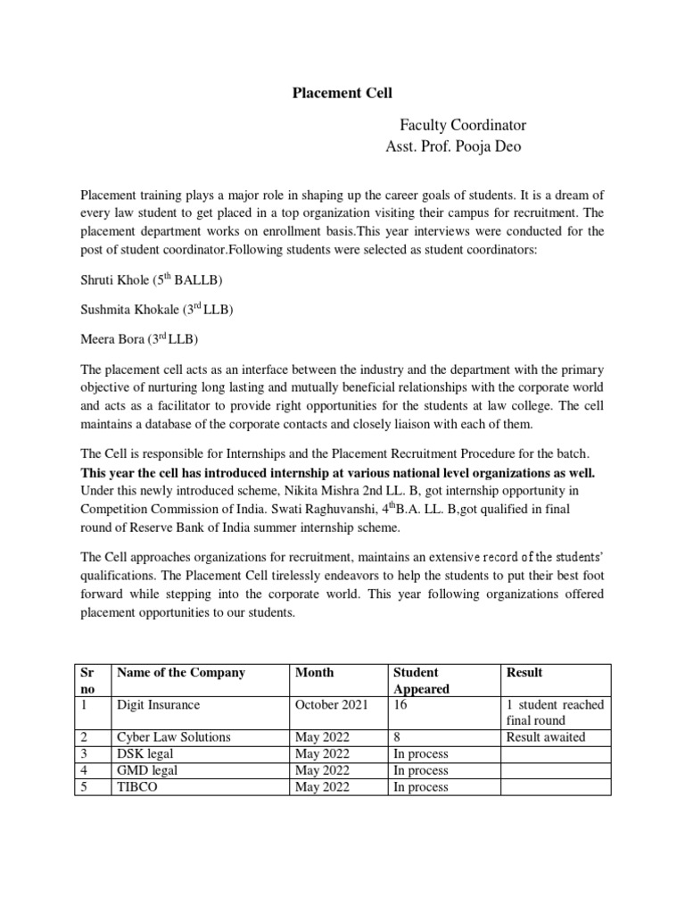 Placement Report For Magazine 21-22 | PDF