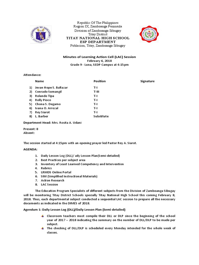 Lac Session - Esp | PDF | Teachers | Learning