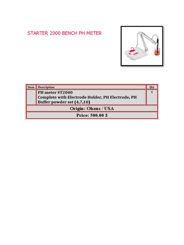 Ohaus Starter 2000 pH Meter Manual | PDF