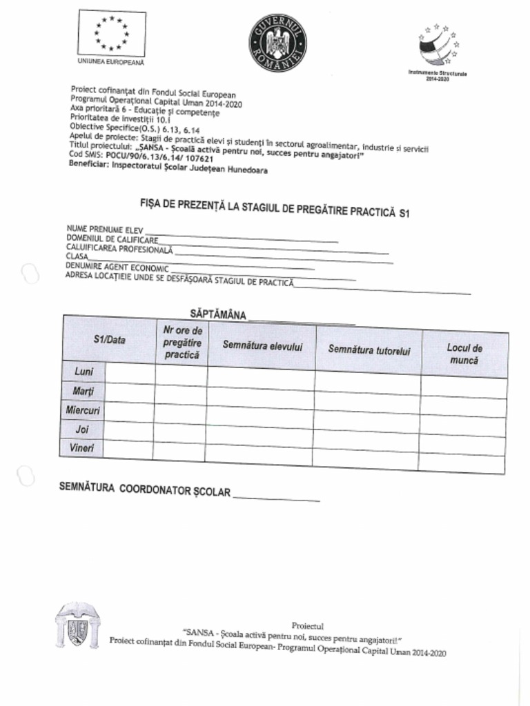 Fisa Prezenta SPP | PDF