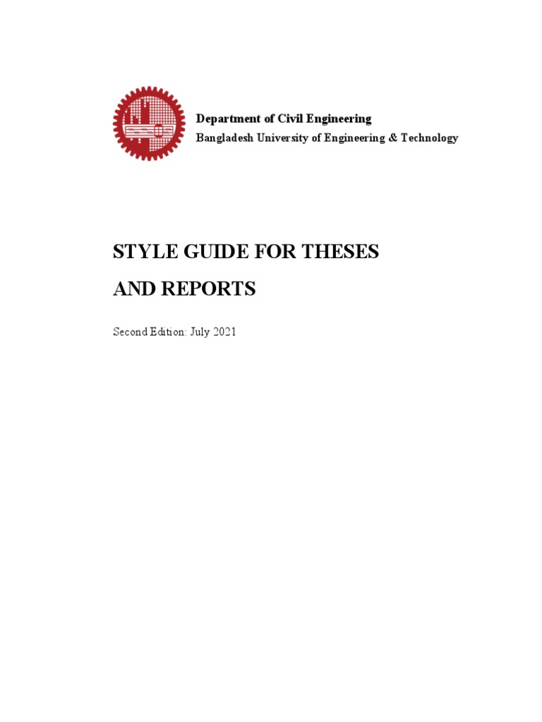 BUET Civil Engineering Thesis Style Guide | PDF | Academic Degree | Thesis