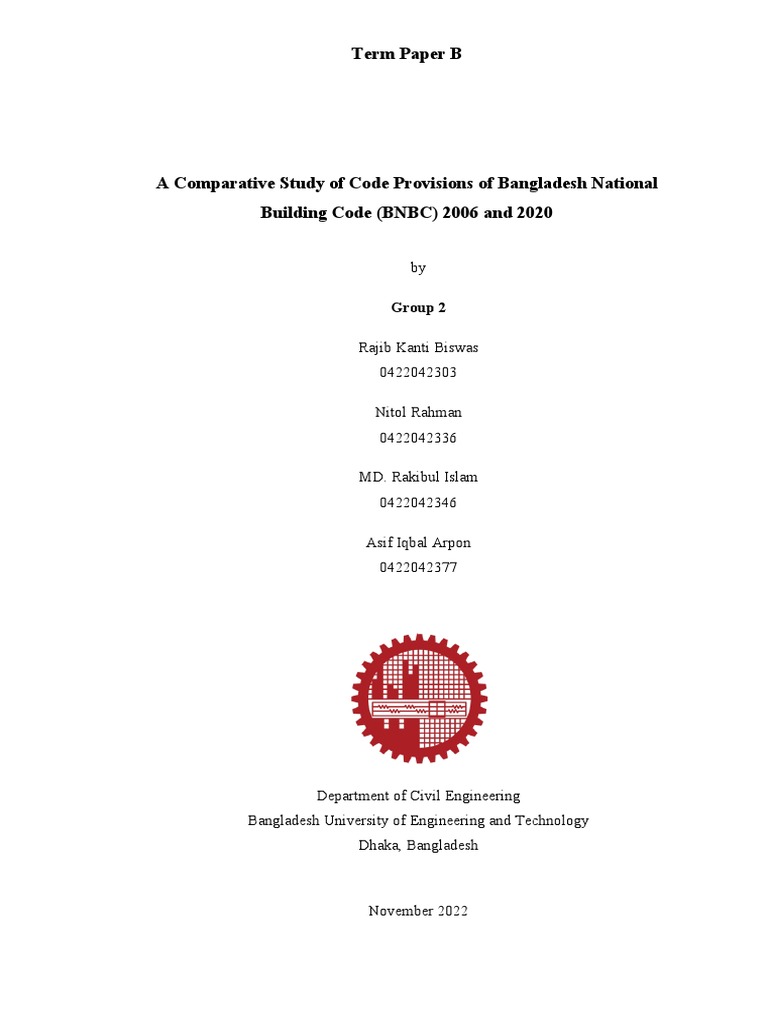 A Comparative Study of Code Provisions of Bangladesh National Building ... A Comparative Study of Code Provisions of Bangladesh National Building ...