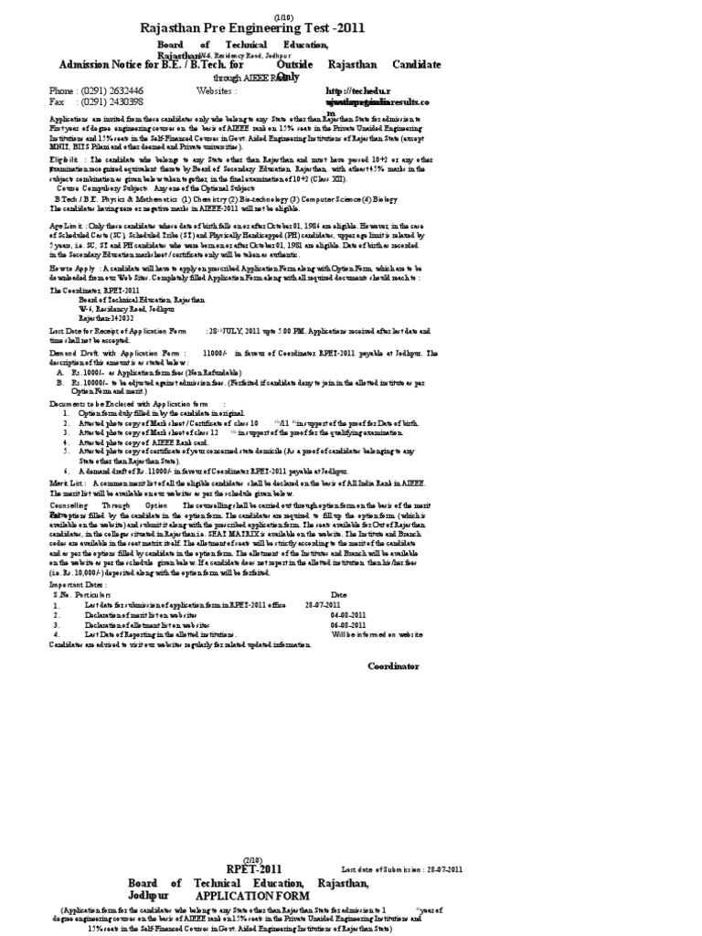 Application Form Aieee 2011 | PDF | University And College Admission ...