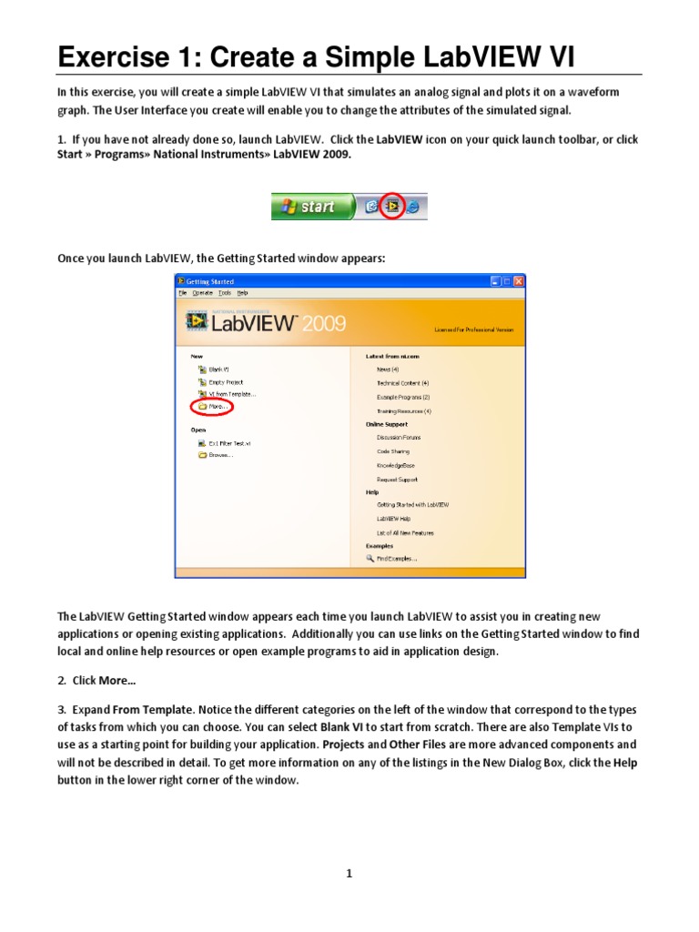 LabVIEW Hands-On Exercise: Signal VI | PDF | Button (Computing ...