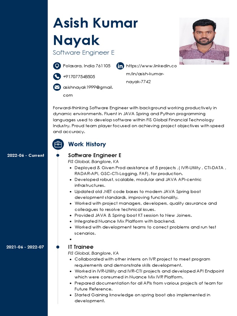 Software Engineer Asish Kumar Nayak Profile | PDF | Spring Framework ...