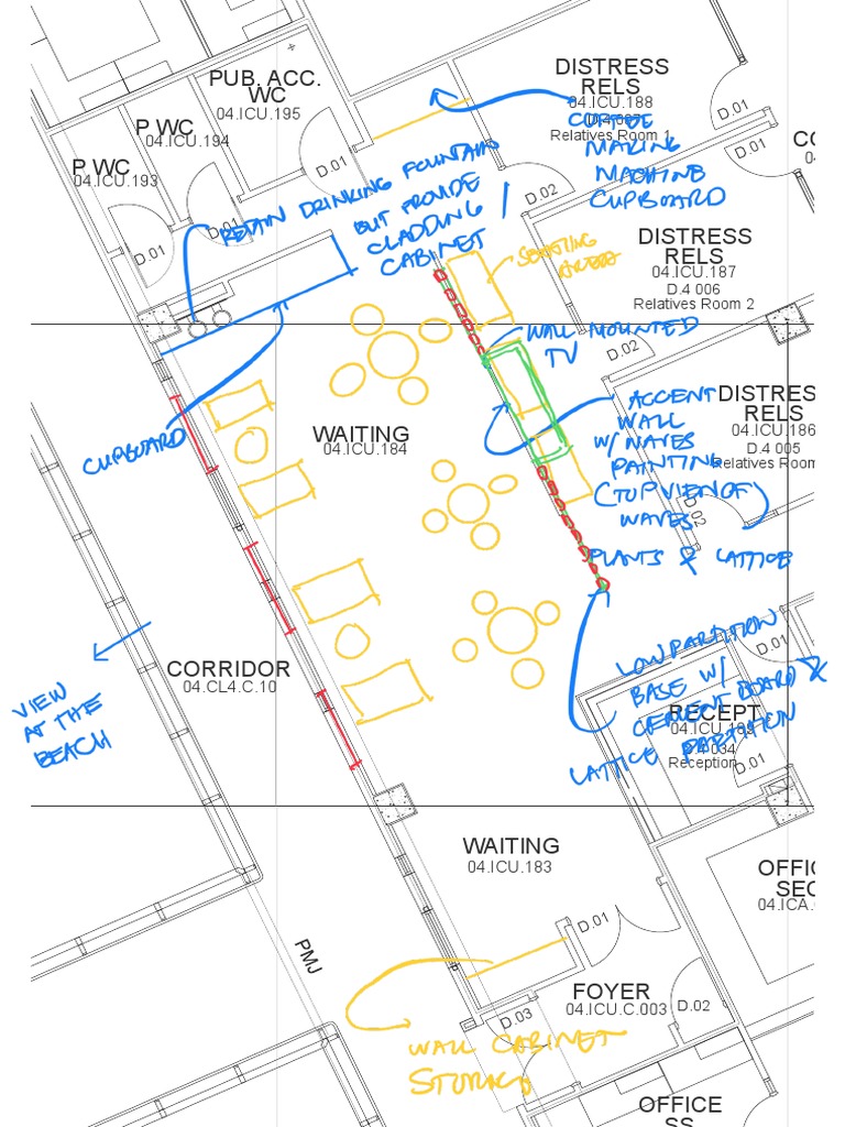 Floor plan of an intensive care unit showing room layout and locations ...