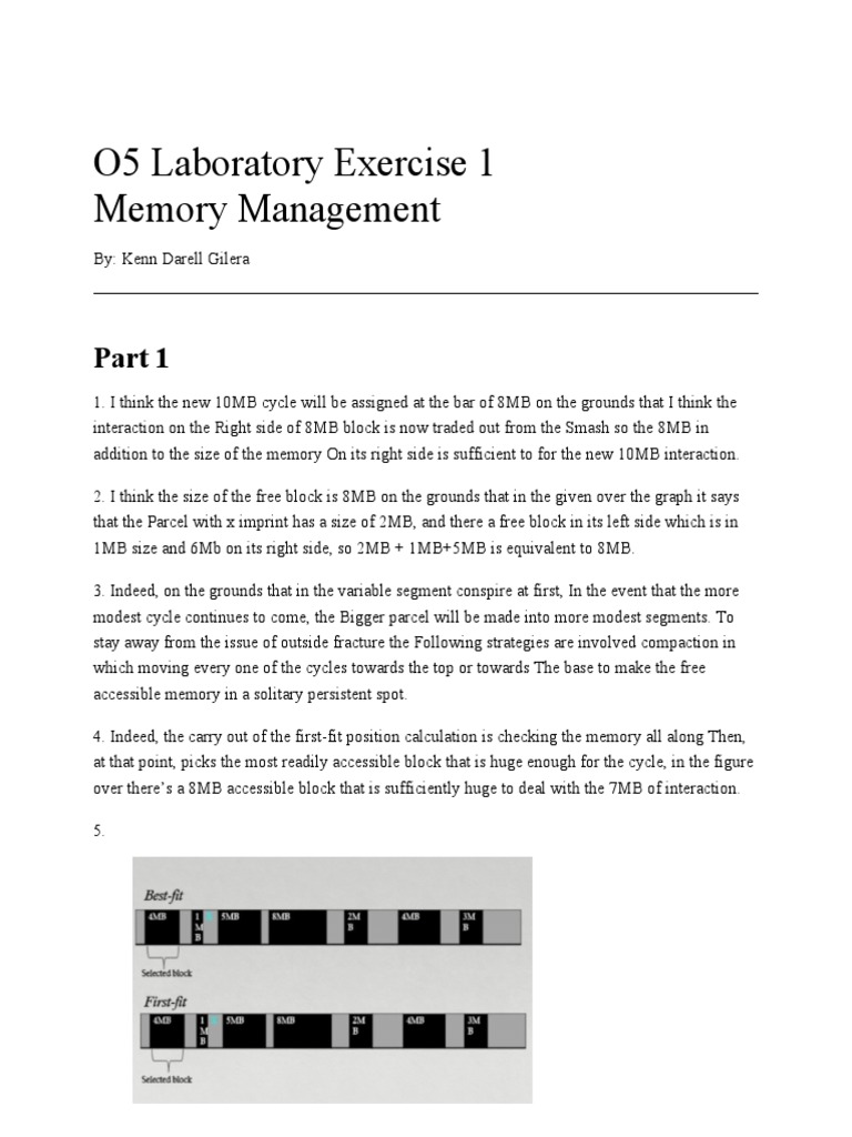 O5 Laboratory Exercise 1 Memory Management by Kenn Darell Gilera | PDF | Computing | Computing ...