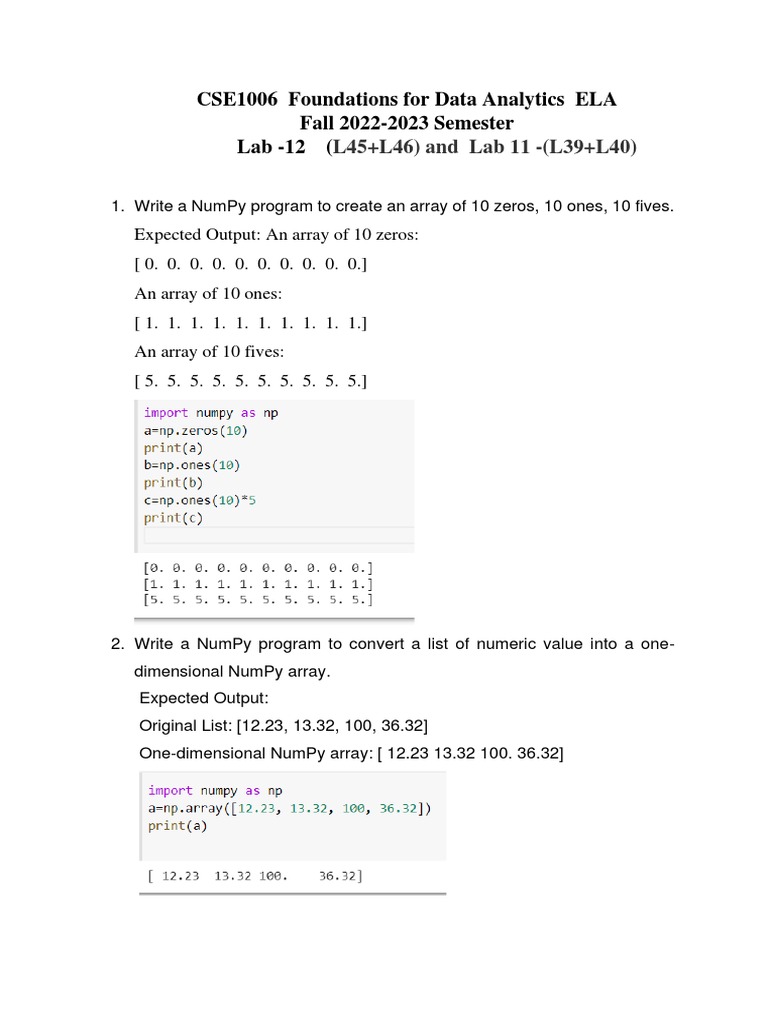 Harshitha Numpy | PDF | Matrix (Mathematics) | Array Data Structure