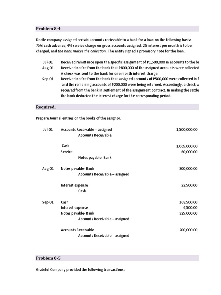 Chapter 8 9 Assignment | PDF | Factoring (Finance) | Promissory Note