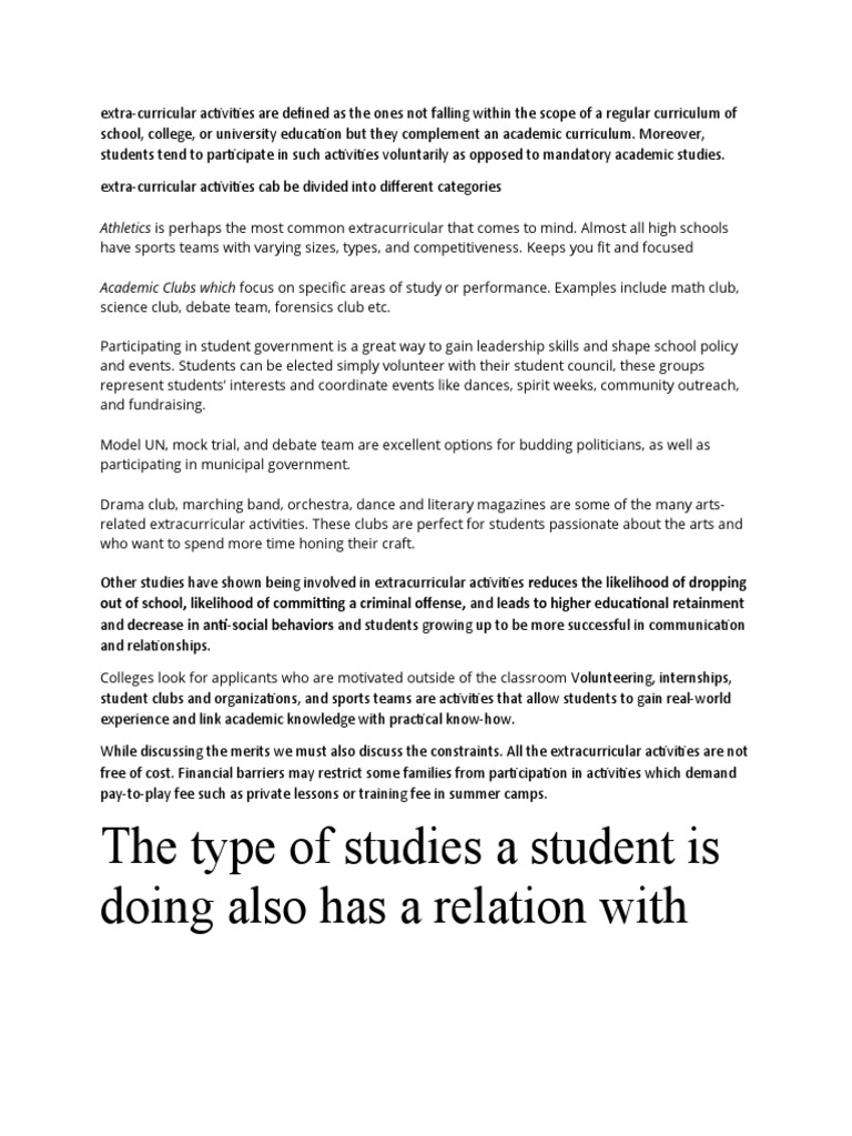 What Are Extra Curricular Activities | PDF | Curriculum | Psychology