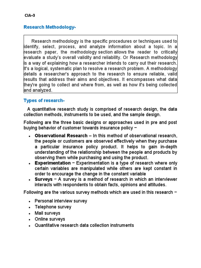 Research Methodology | PDF | Survey Methodology | Insurance