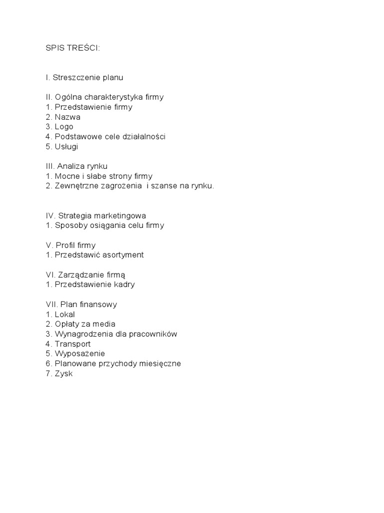 Biznes Plan - Przedszkole Jaś I Małgosia | PDF