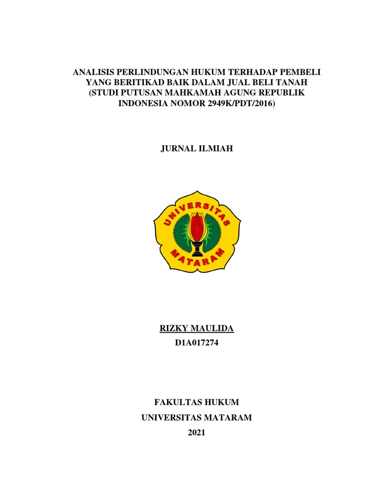 Jurnal Ilmiah - Rizky Maulida (D1A017274) | PDF