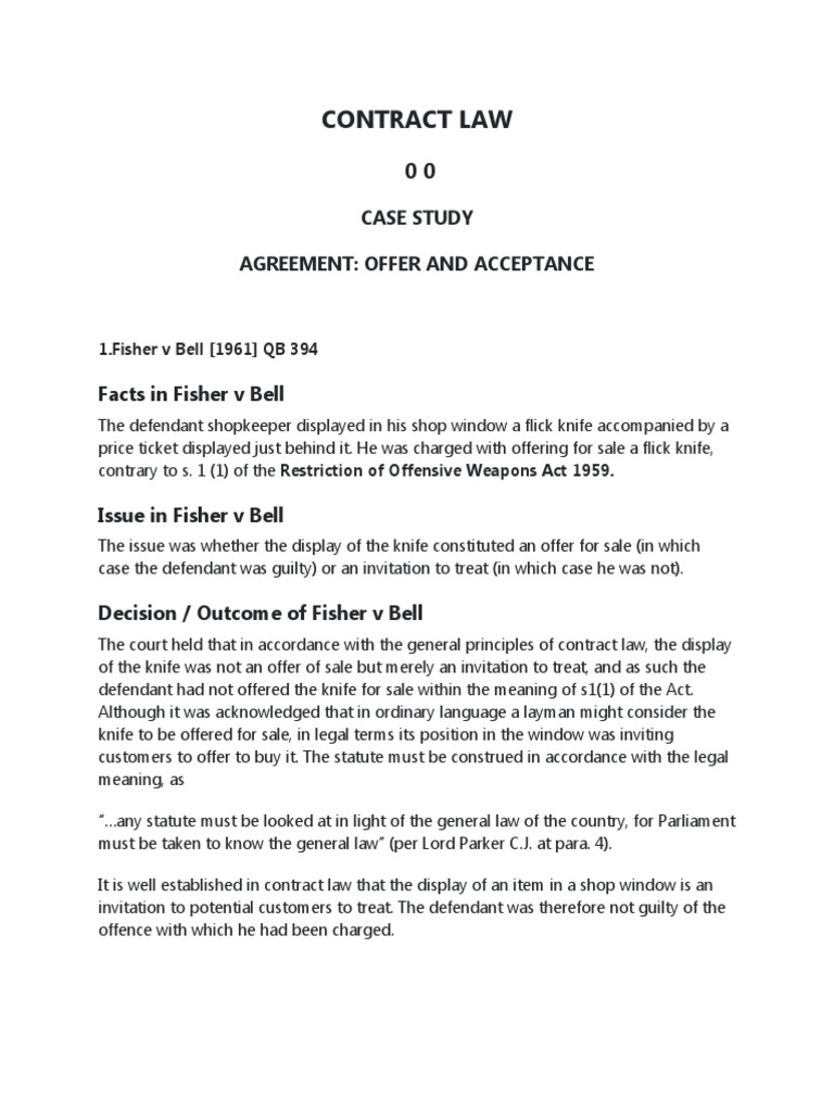 Case Studies On Offer and Invitation To Treat (AutoRecovered) | PDF | Auction | Offer And Acceptance