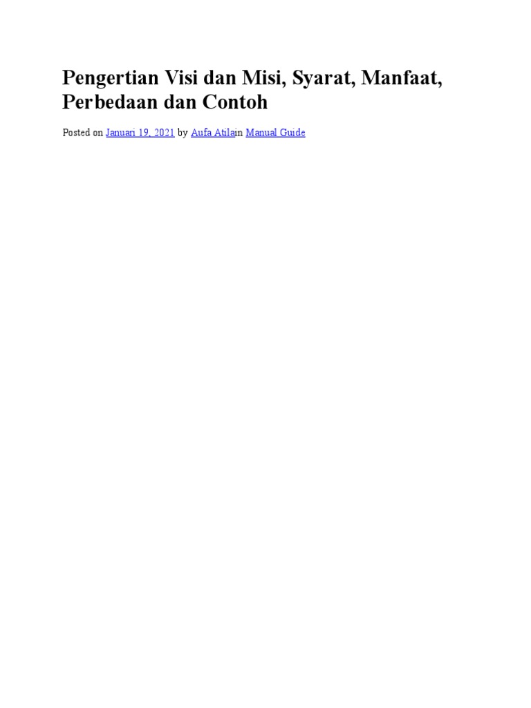 Pengertian Visi Dan Misi | PDF Pengertian Visi Dan Misi | PDF