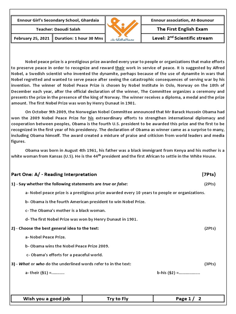 Dzexams 2as Anglais 259311 | PDF