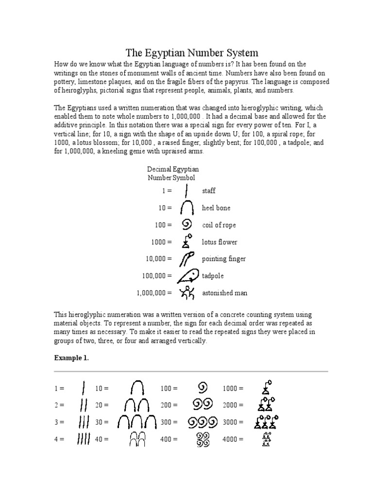 The Egyptian Number System | PDF | Multiplication | Numbers