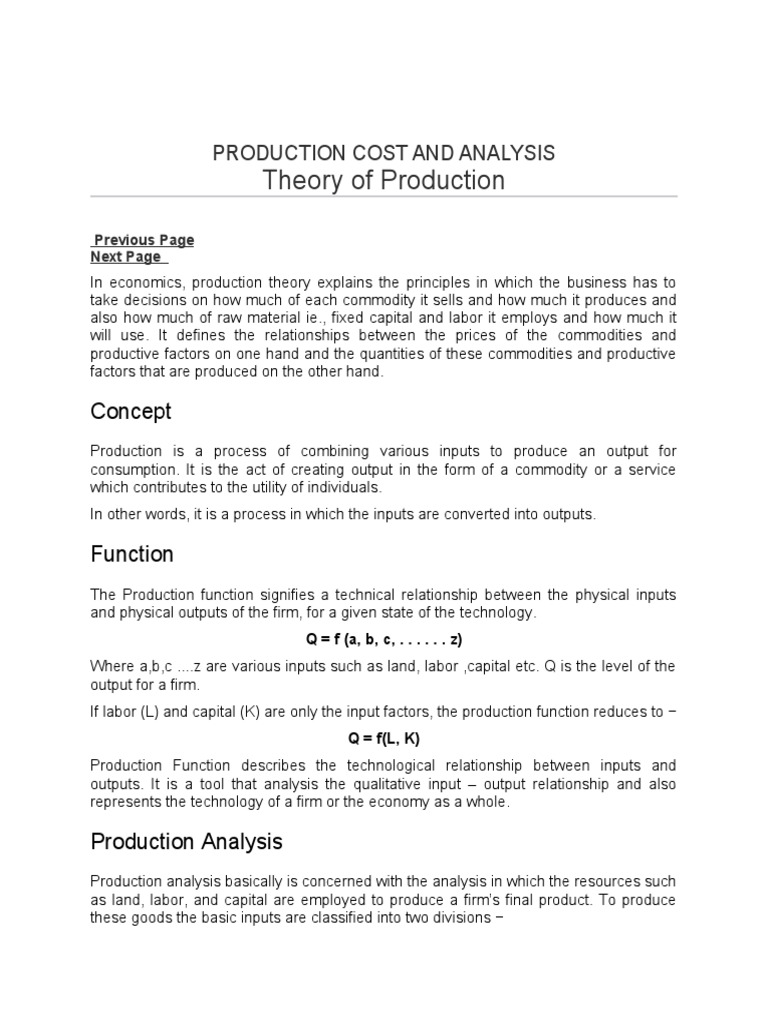 TOPIC 3 - Production Cost Ans Cost Analysis | PDF | Long Run And Short ...