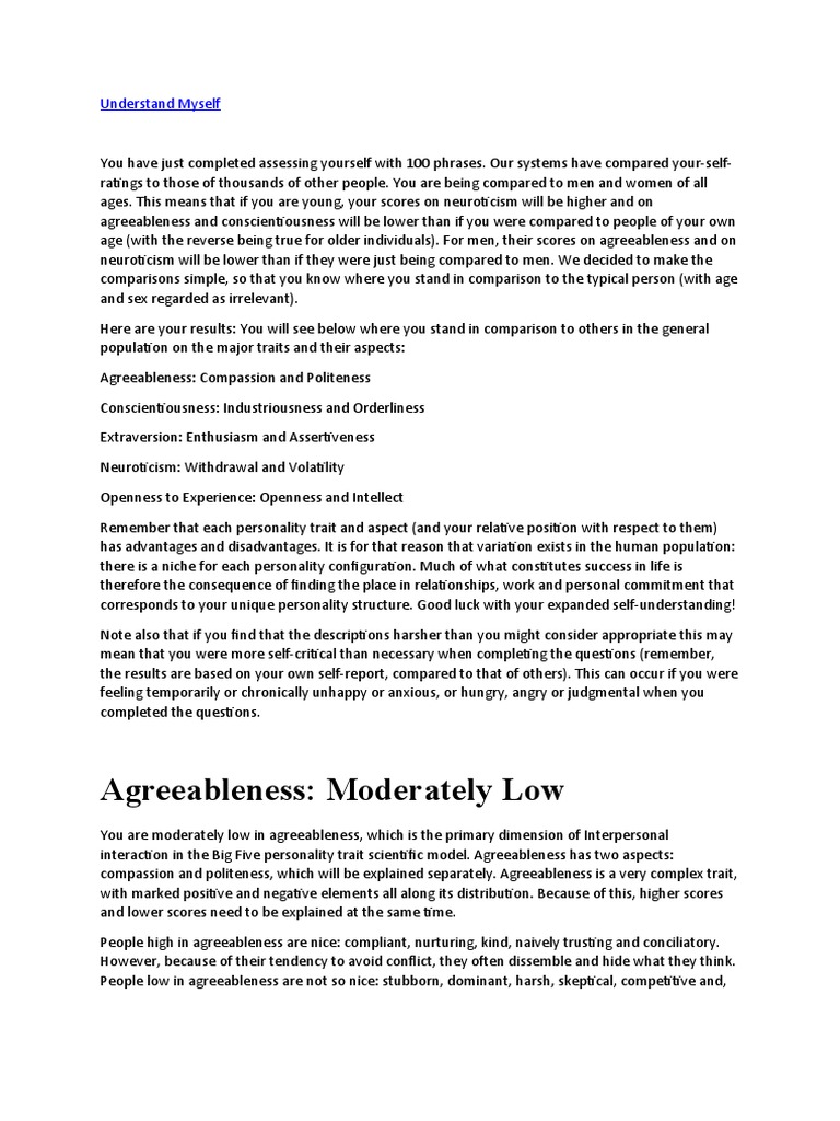 Understand Myself | PDF | Extraversion And Introversion | Anxiety