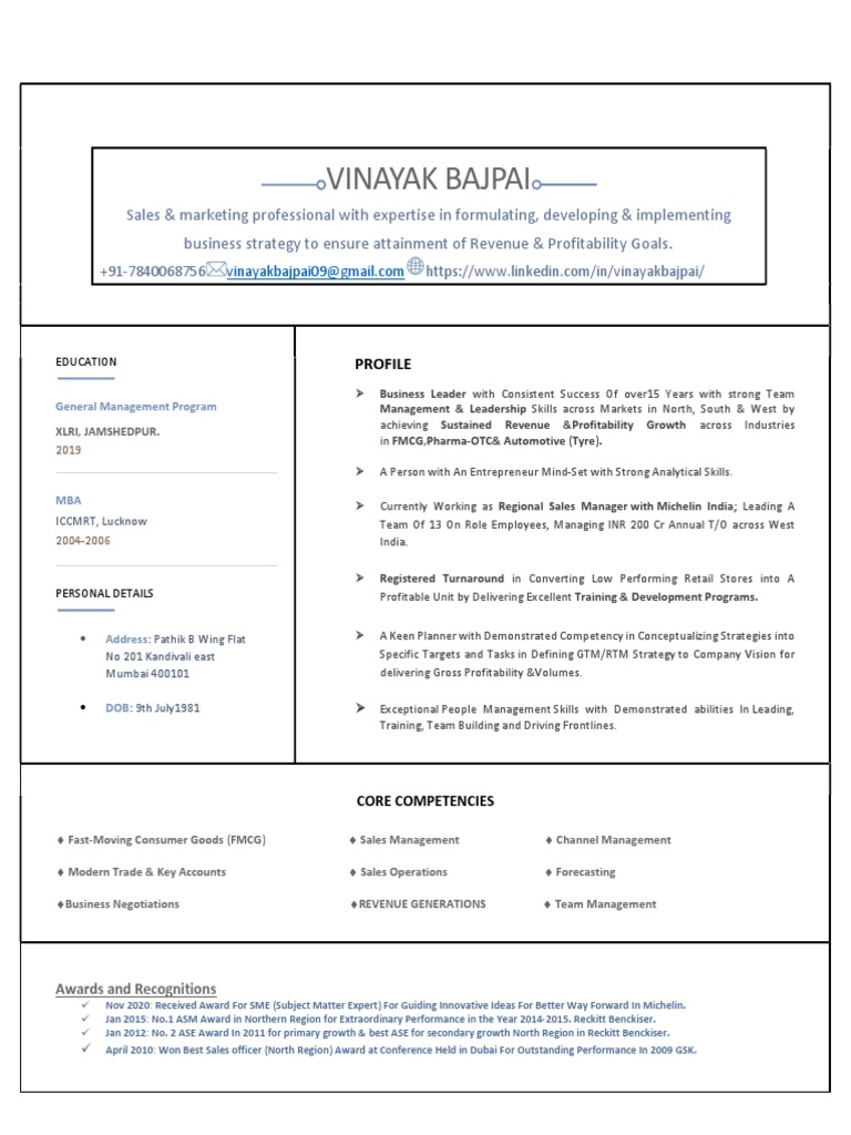 Vinayak Resume 2022 | PDF | Sales | Retail