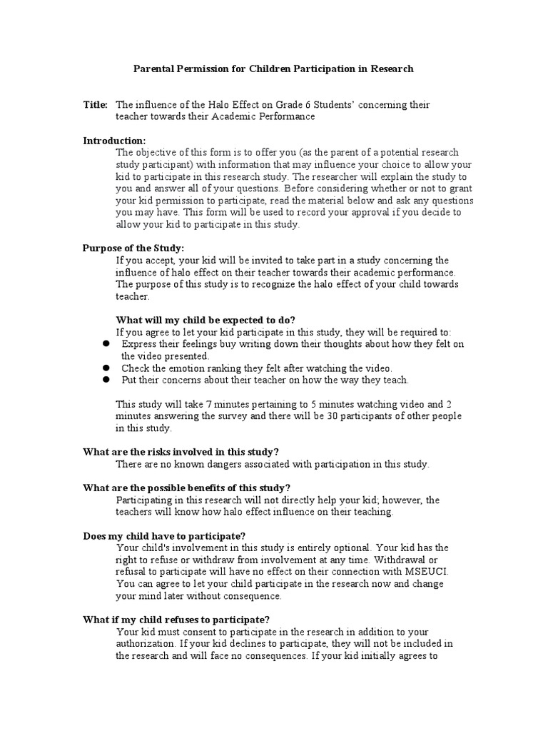 Parental Consent For Grade 6 Students | PDF | Teachers | Privacy