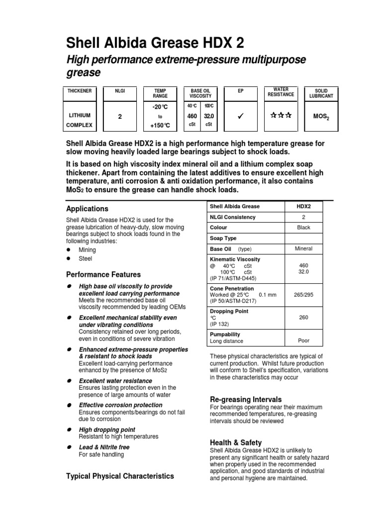 ALBIDA GREASE HDX 2 Tds | PDF | Applied And Interdisciplinary Physics ...