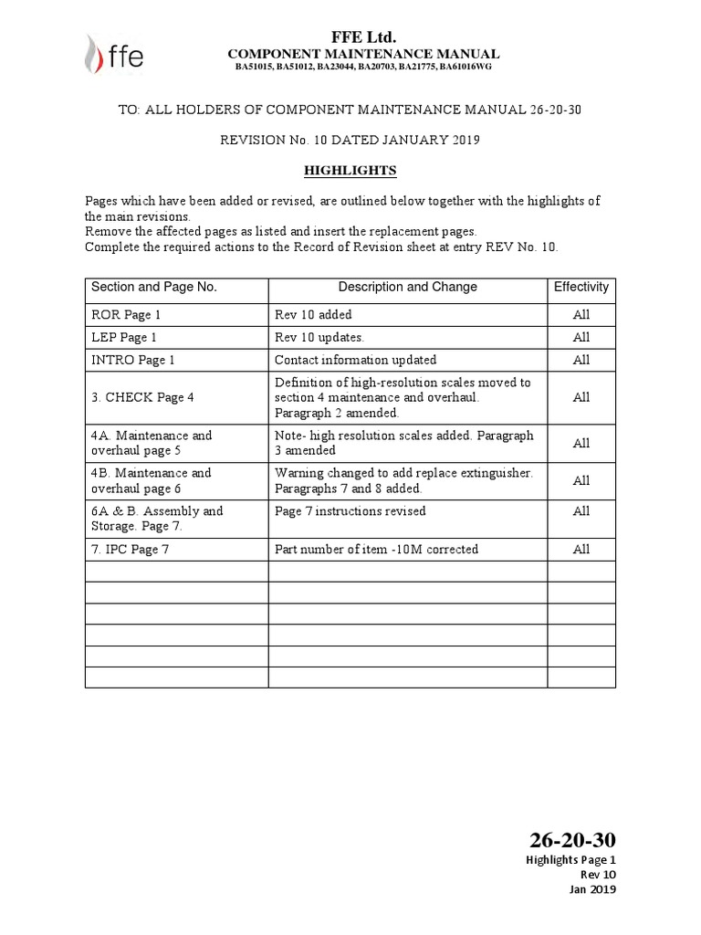 CMM 26 20 30 Rev 10 Dated Jan 2019 | PDF | Manufactured Goods | Equipment