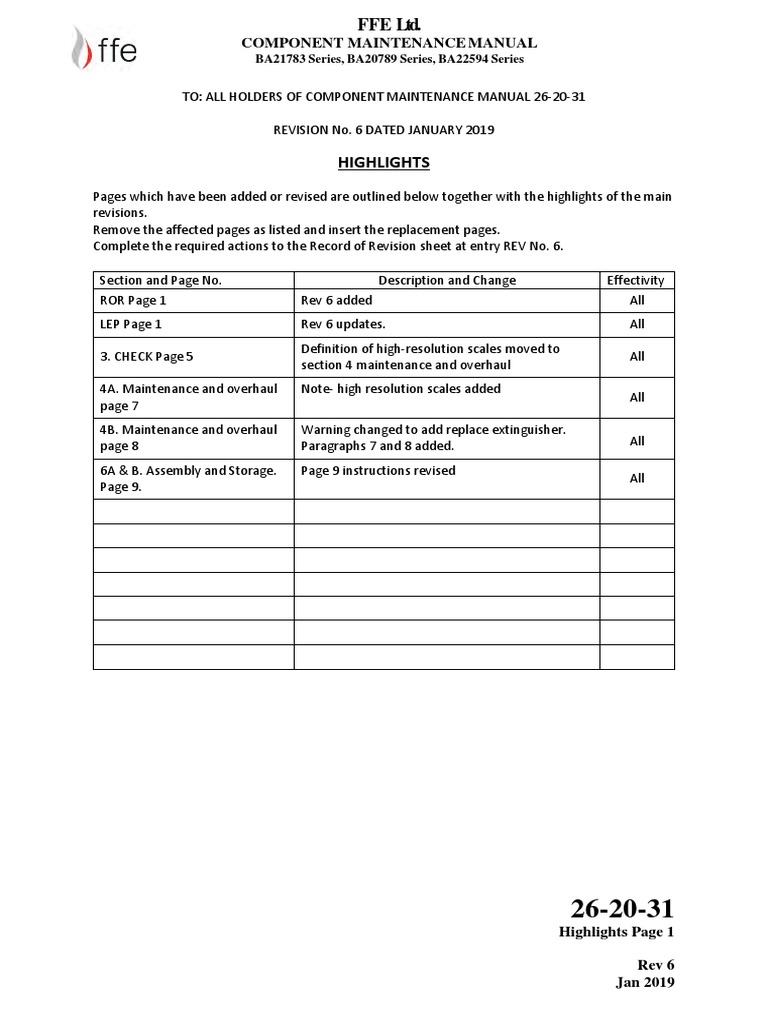 CMM 26 20 31 Rev 6 Dated Jan 2019 | PDF